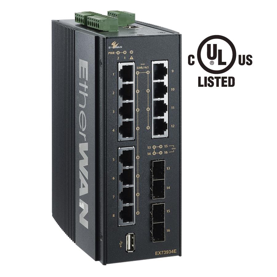 EX73900E - Hardened Managed 10 to 16-Port Layer 3 Gigabit Switch | EtherWAN